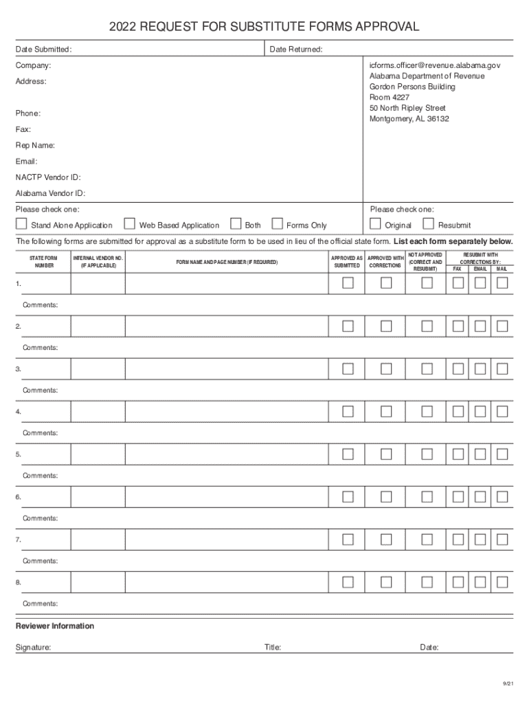 Fillable Online 2022 Request for Substitute Forms Approval Fax Email Print - pdfFiller