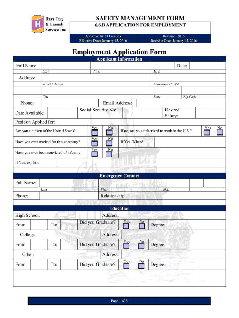 Fillable Online B APPLICATION FOR EMPLOYMENT Fax Email Print - pdfFiller