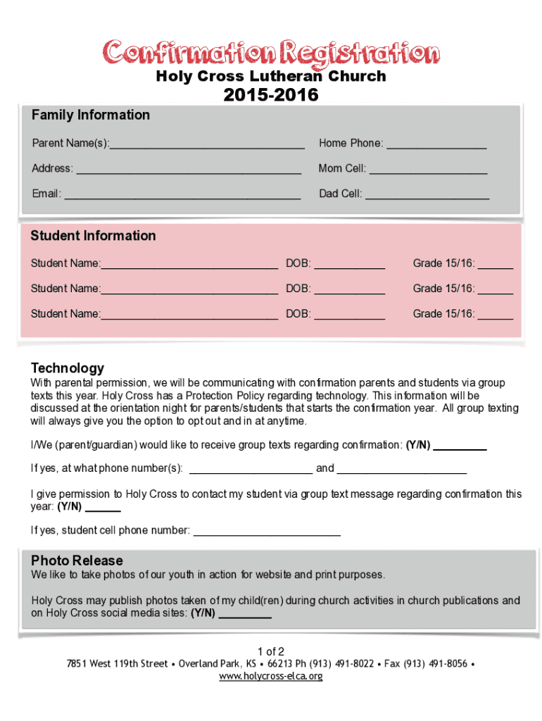 Fillable Online Baptism Information Card - Holy Cross Lutheran Church Fax Email Print - pdfFiller