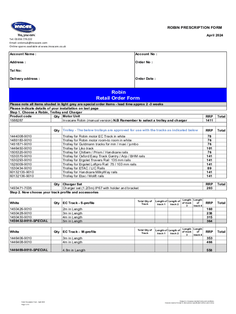 Fillable Online Robin Gantry Retail Order Form Fax Email Print - pdfFiller