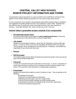 Fillable Online CVHS Senior Project Information and Forms ... Fax Email ...