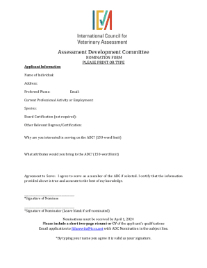 Fillable Online ADC Nomination Form 2024 Fax Email Print - pdfFiller