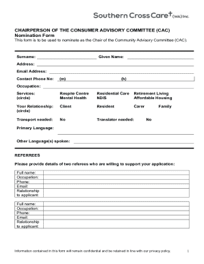 Fillable Online CAC Chairperson Nomination Form 2024 Fax Email Print ...
