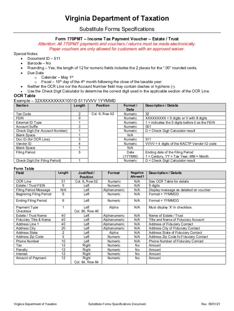 Fillable Online 2024 Form 770ES, Virginia Estimated Income Tax Payment ...