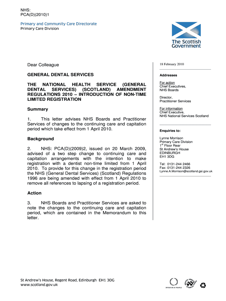 Fillable Online PCAD20101 - General Dental Services This letter advises ...