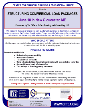 Fillable Online cftea Structuring Commercial Loan Packages Fax Email ...