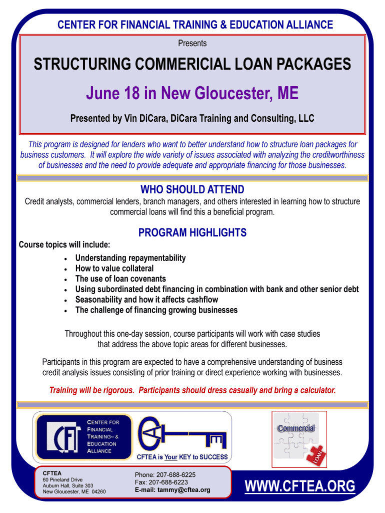 Fillable Online cftea Structuring Commercial Loan Packages Fax Email ...