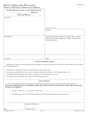 Fillable Online MOTION FOR DISCOVERY Filing Party(ies) requests that ...
