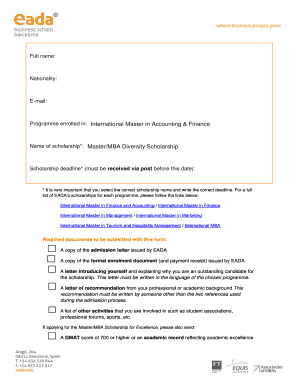 Fillable Online eada Application form EADA scholarship Fax Email Print ...