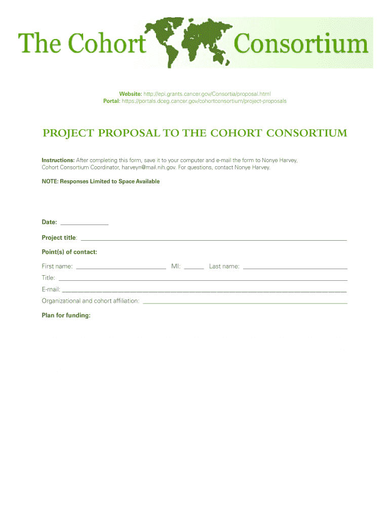 Fillable Online Template for Project Proposal. Project Proposal to the ...