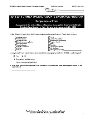 Fillable Online photos state 2013-2014 Crimea UGRAD Supplemental Form ...