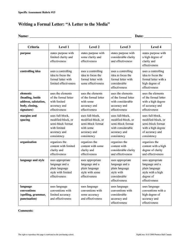 Fillable Online Letter Rubric Fax Email Print - pdfFiller