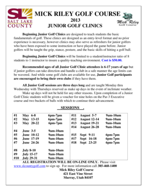 Fillable Online cf9 slco MICK RILEY GOLF COURSE - Salt Lake County Home ...