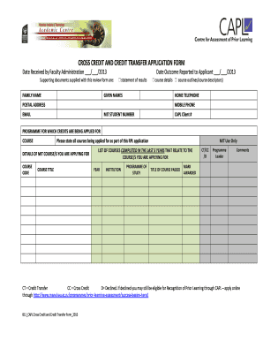 Fillable Online studentweb manukau ac Cross credit and credit transfer ...