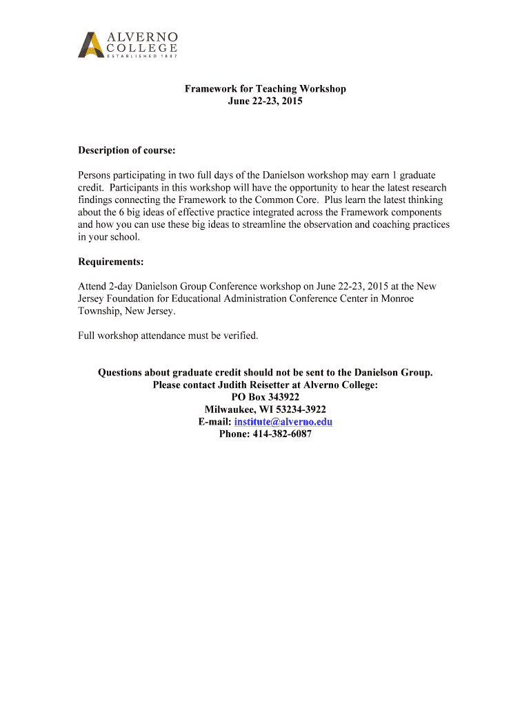 Fillable Online danielsongroup Danielson Course Desciption and ...