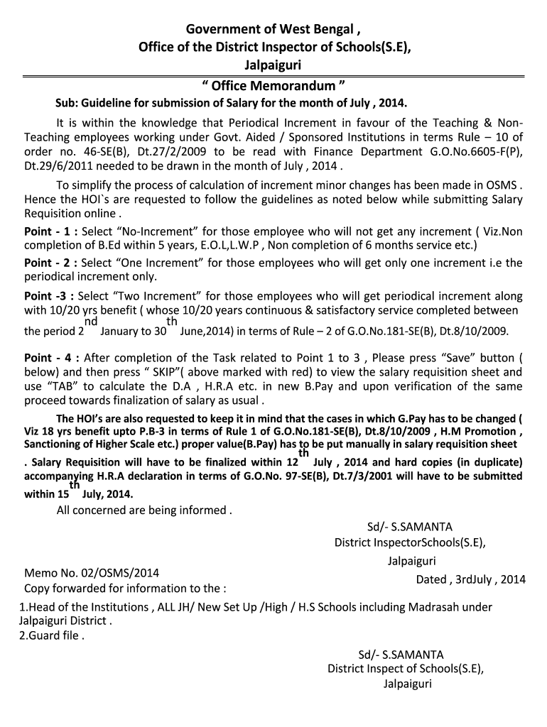 Fillable Online Government of West Bengal , Fax Email Print - pdfFiller