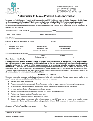 Fillable Online Bonita Community Health Center Fax Email Print - pdfFiller