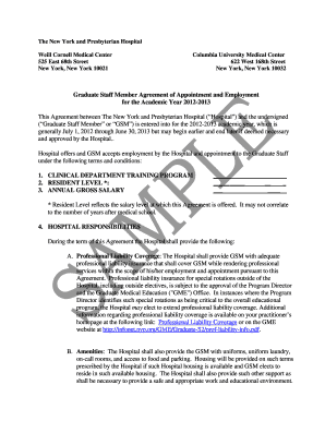 Fillable Online Graduate Staff Agreement Sample - Weill Cornell ...