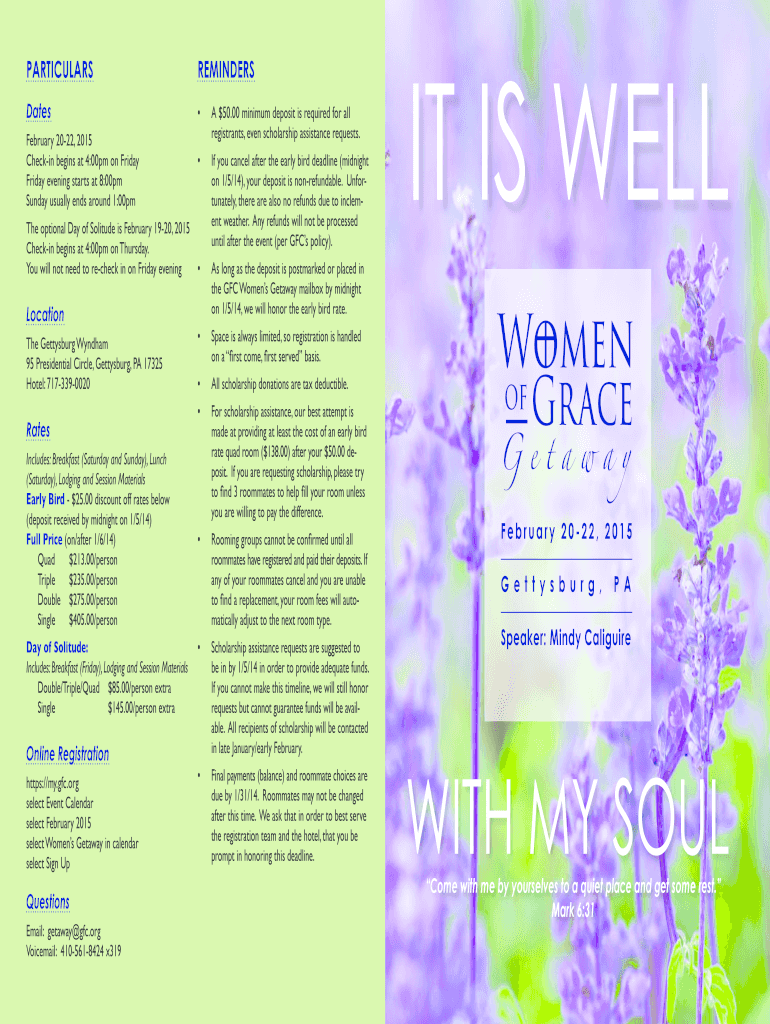 Fillable Online gfc REMINDERS IT IS WELL - gfc Fax Email Print - pdfFiller