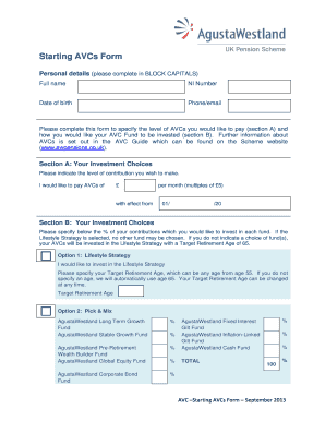 Fillable Online awpensions co Starting AVCs Form Fax Email Print ...