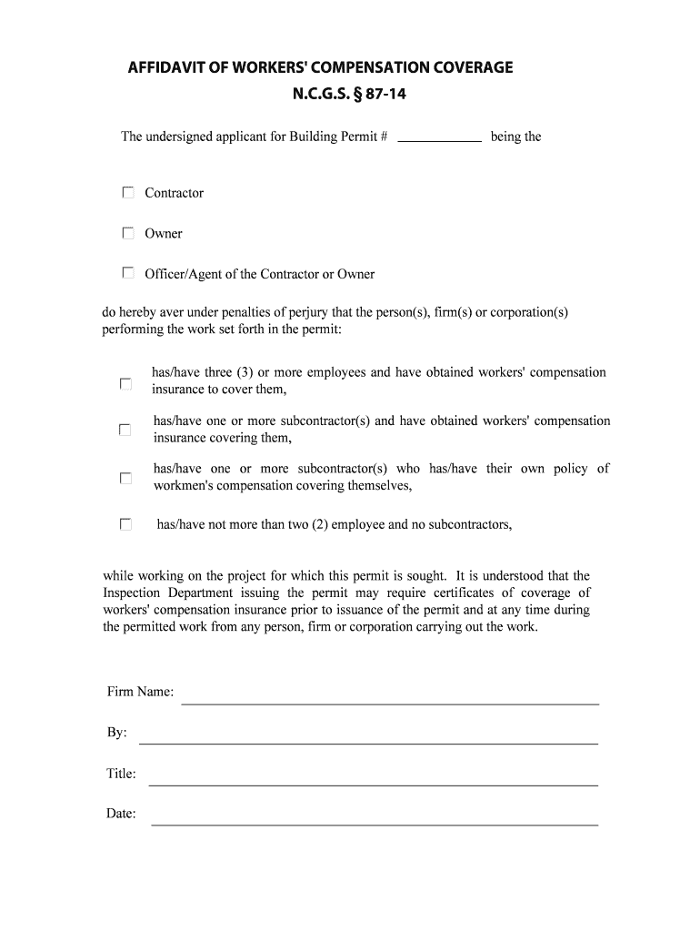 Fillable Online wataugacountync Affidavit of workers' compensation ...