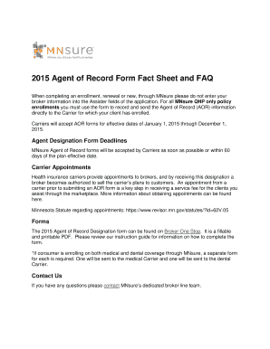 Fillable Online 2015 agent of record form fact sheet Fax Email Print ...