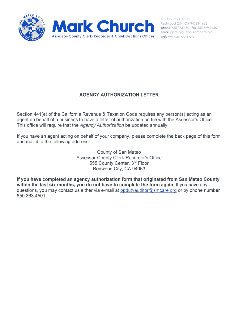 Fillable Online AGENCY AUTHORIZATION LETTER Fax Email Print - pdfFiller