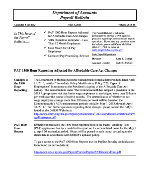 Fillable Online doa virginia Payroll Bulletin Payroll Bulletin - doa ...