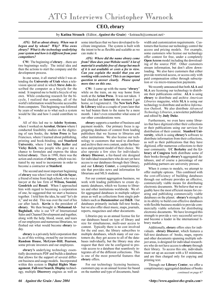 Fillable Online V163 Warnock Interview v163 Warnock Interview Fax Email ...