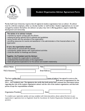 Fillable Online studentservices fgcu Registered Student Organization ...