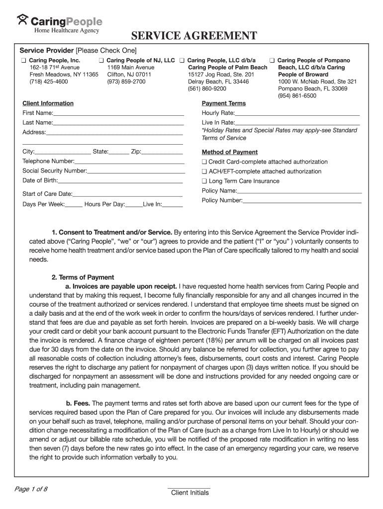 Form With A List Of Services For Home Health Care Fill Online 
