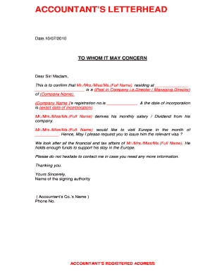 Fillable Online Accountant letter for self employed1 Fax Email Print ...