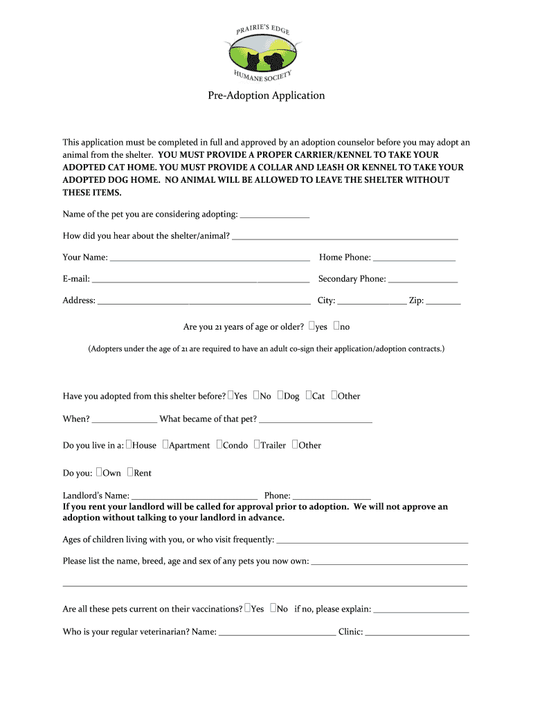 Fillable Online prairiesedgehs This application must be completed in full and approved by an ...