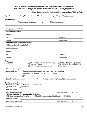 Fillable Online Declaration of Registration or Initial declaration ...