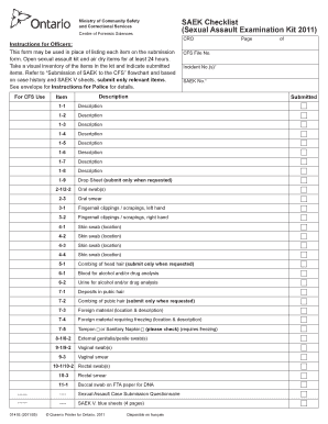 Fillable Online forms ssb gov on SAEK Checklist (Sexual Assault ...