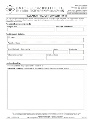 Fillable Online Batchelor Institute of Indigenous Tertiary Education ...