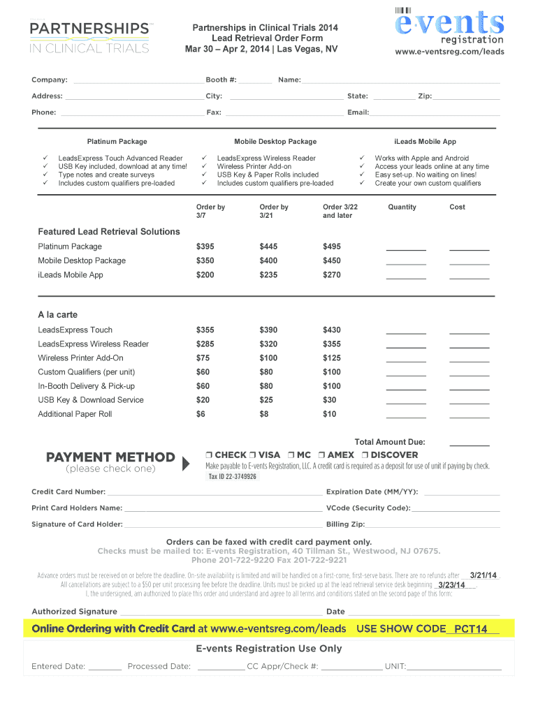 Fillable Online Lead Retrieval Order Form - IIR Fax Email Print - pdfFiller