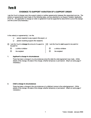 Fillable Online EVIDENCE TO SUPPORT VARIATION OF A SUPPORT ORDER I ask ...
