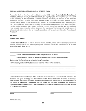 Fillable Online systemdynamics Annual declaration of conflict of ...
