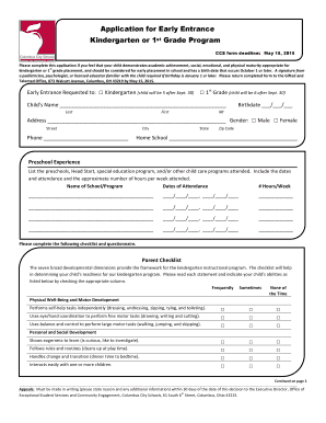 Fillable Online Application for Early Entrance Fax Email Print - pdfFiller