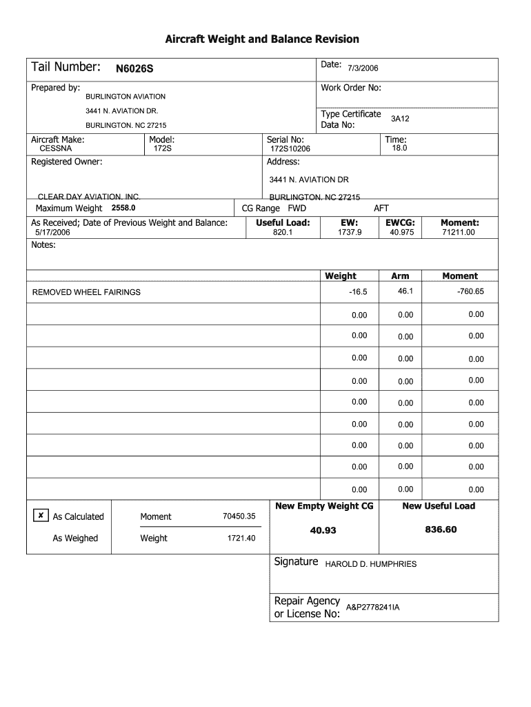 Aircraft Weight And Balance Form 2020 2022 Fill And Sign Printable Aircraft Weight And Balance Form 2020 2022 Fill And Sign Printable