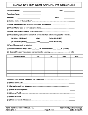 Fillable Online SCADA System PM Checklist 035TEC - 4evalcom Fax Email ...