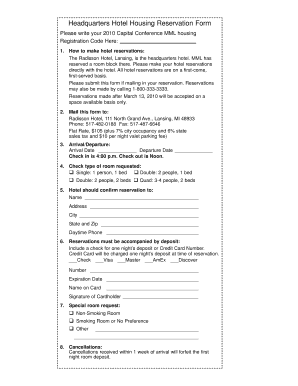Fillable Online mml Headquarters Hotel Housing Reservation Form - mml Fax Email Print - pdfFiller