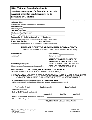 Fillable Online superiorcourt maricopa Name of Person Filing - Judicial ...