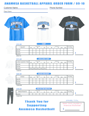 Fillable Online Basketball Order Form Fax Email Print - pdfFiller