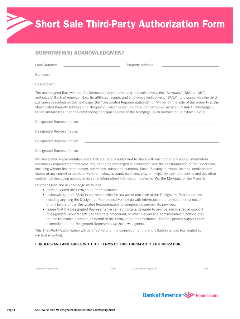 Fillable Online Short Sale Third-Party Authorization Form - Watson ...