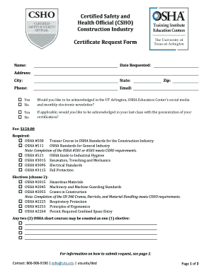 Fillable Online Construction Industry Certificate Request Form - The ...
