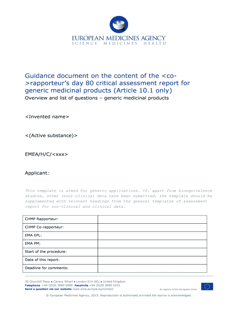 Fillable Online ema europa Generics D80 AR Overview Guidance - rev0515 ...