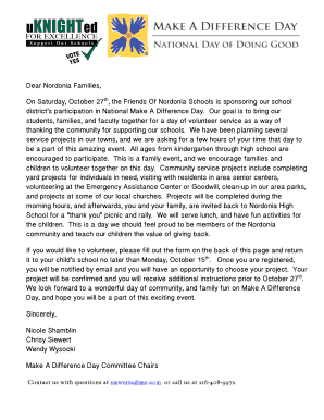 Fillable Online make a difference day volunteer form.doc Fax Email Print - pdfFiller