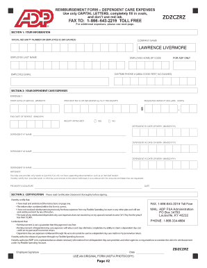 Fillable Online Claim Form - Dependent Care Reimbursement Account Fax ...